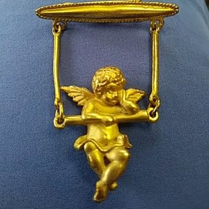 Jewelry | Vintage Angel On A Swing Pin | Poshmark